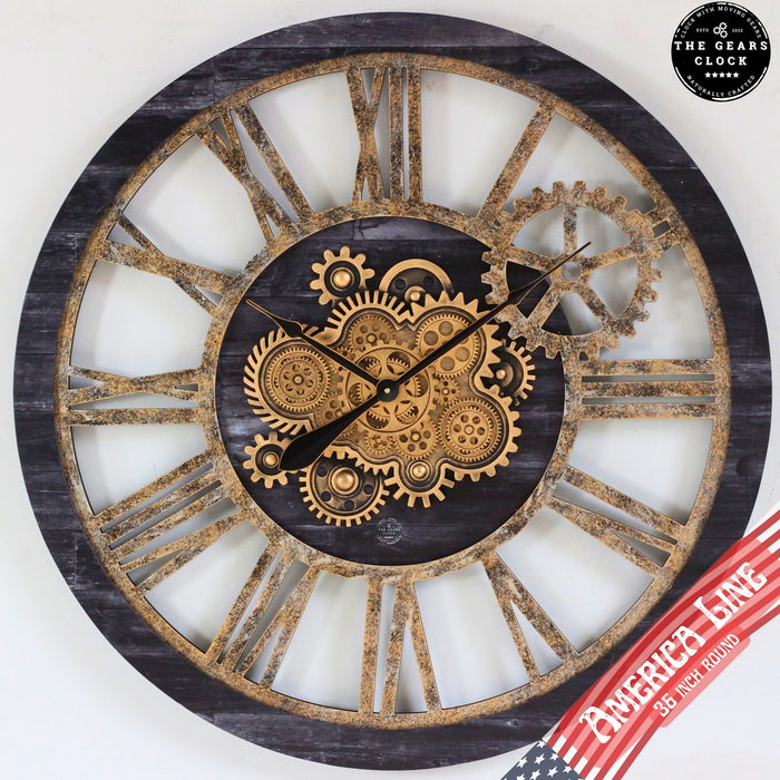 Wall Clock 36 inch Living Room, Large, Wooden, Vintage, Industrial ...