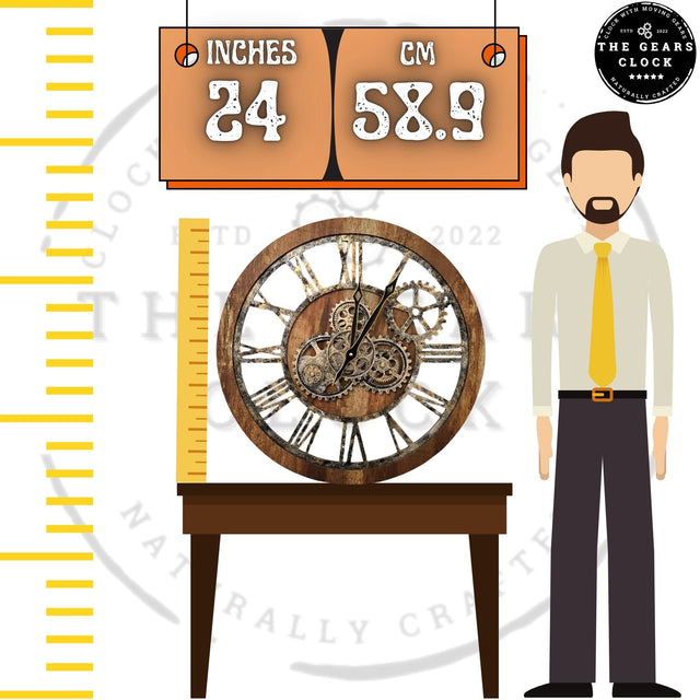 AMERICA LINE WALL CLOCK ROUND 24 INCH VINTAGE BROWN – The Gears Clock