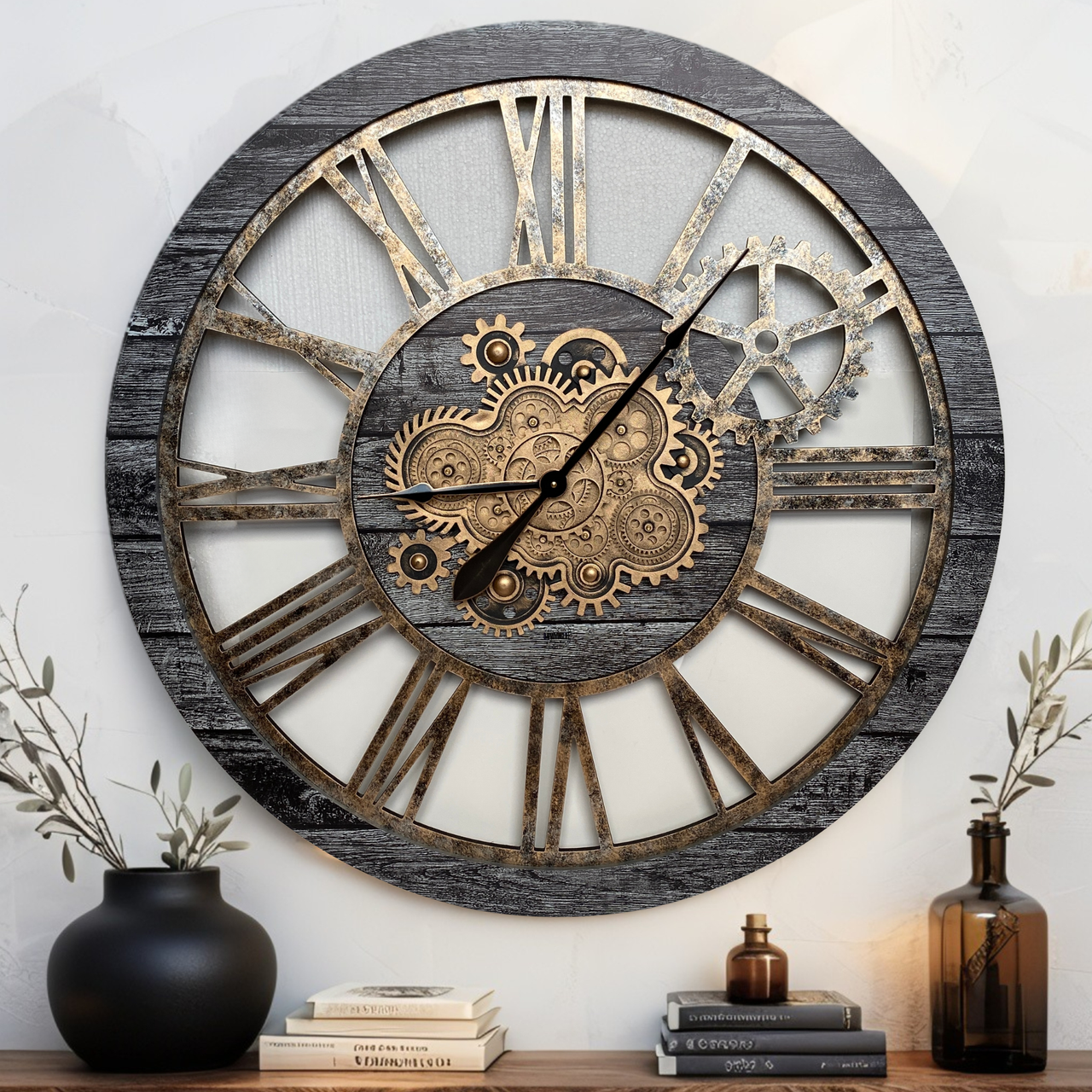 AMERICA LINE WALL CLOCK ROUND 36 INCH CARBON GREY – The Gears Clock
