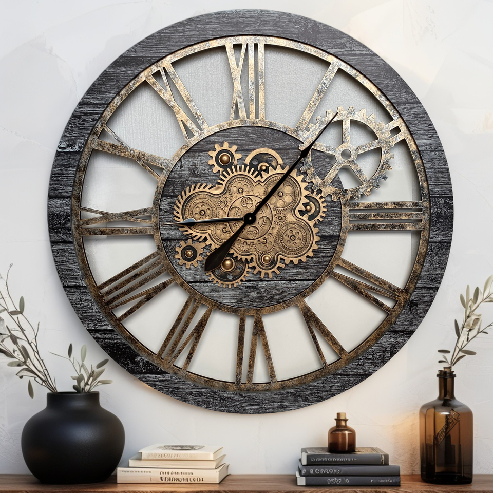 AMERICA LINE WALL CLOCK ROUND 36 INCH CARBON GREY – The Gears Clock