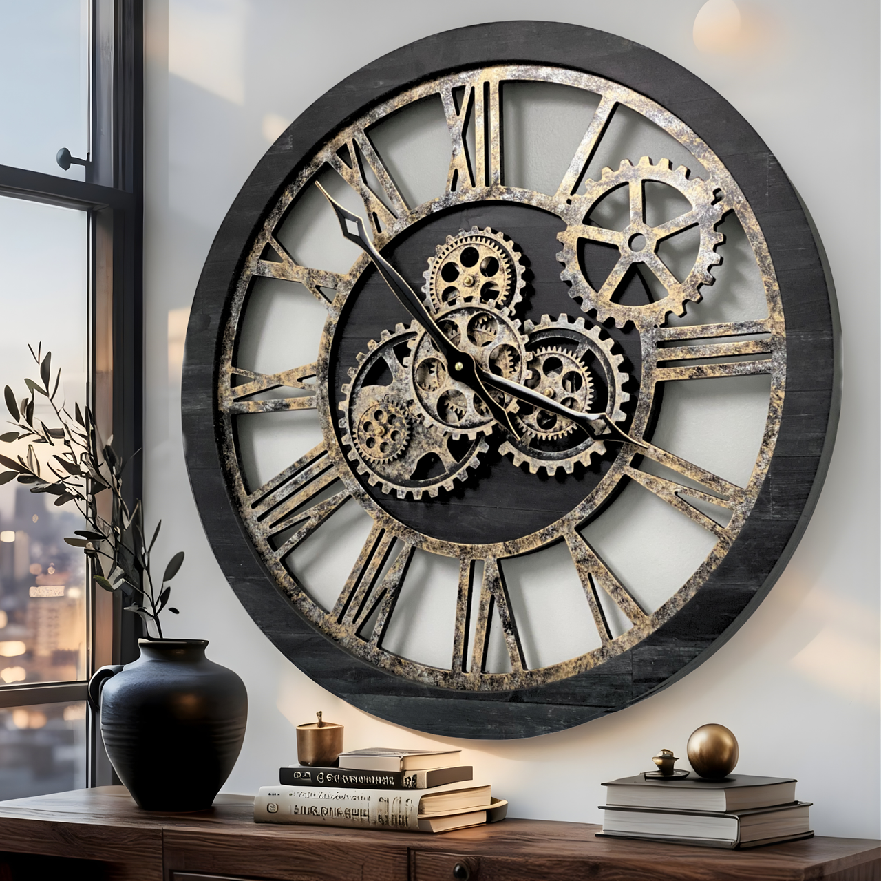 AMERICA LINE WALL CLOCK ROUND 24 INCH VINTAGE BLACK – The Gears Clock