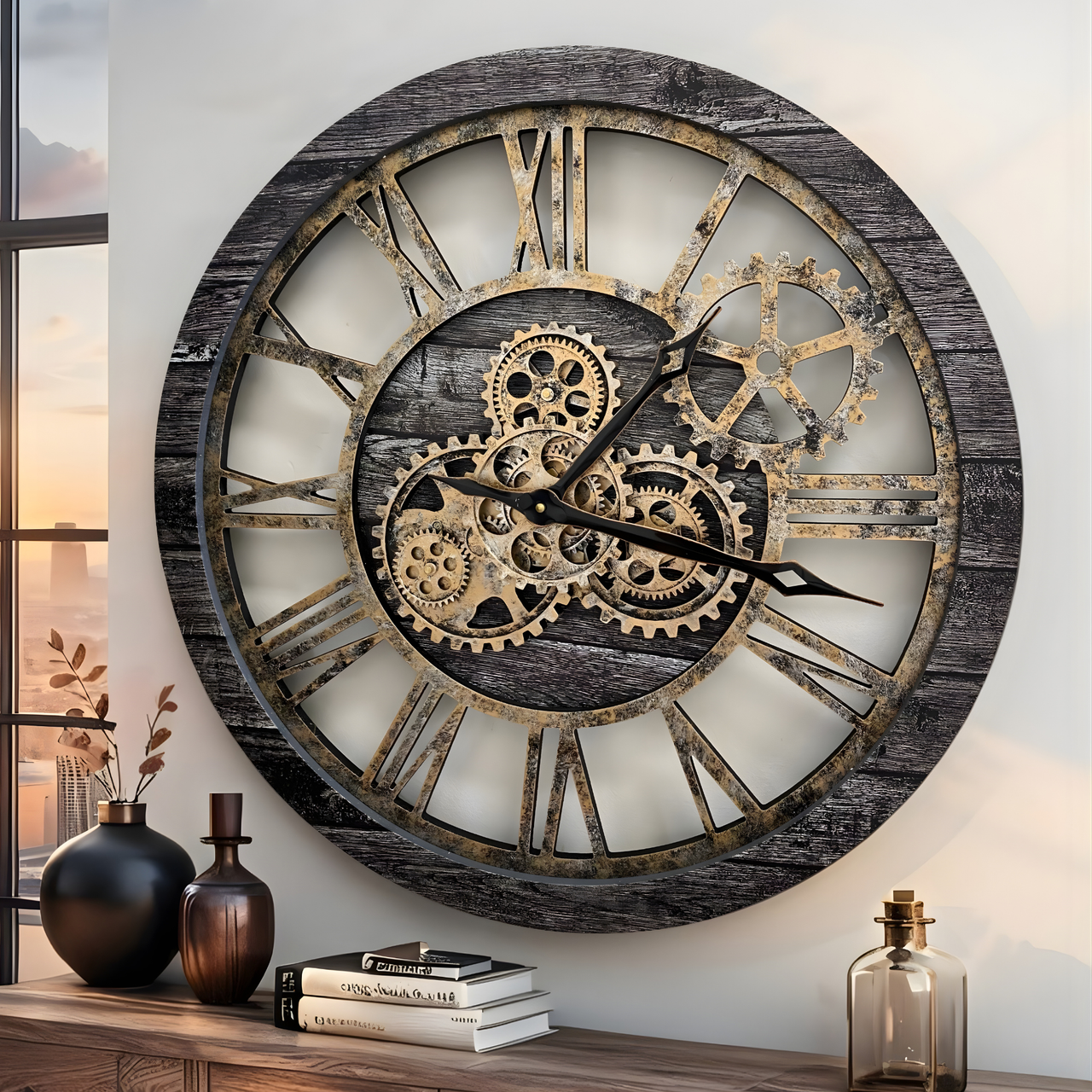 WALL CLOCK 24 INCH CARBON GREY Large Clock for Living Room Decor – The ...