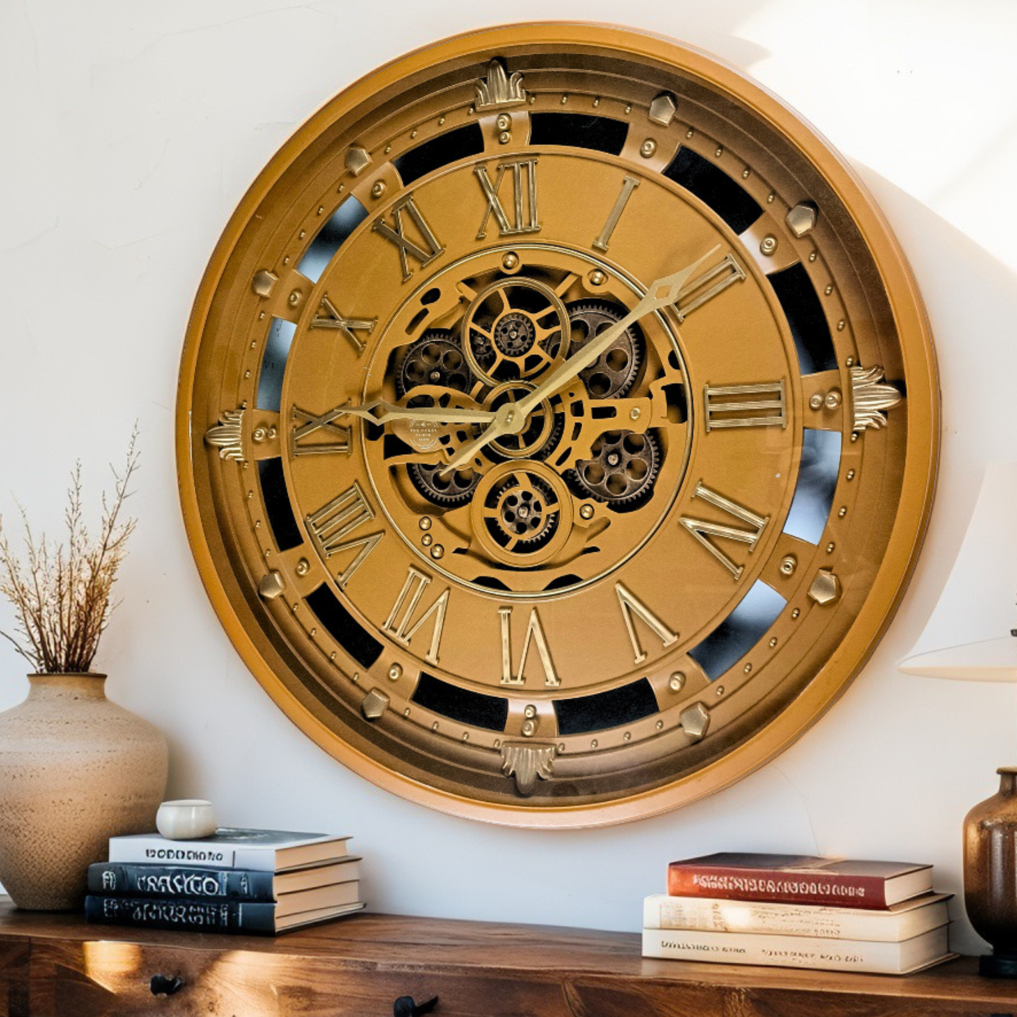RELÓGIO DE PAREDE LINHA BÉLGICA REDONDO 26 POLEGADAS NOZ - The Gears Clock