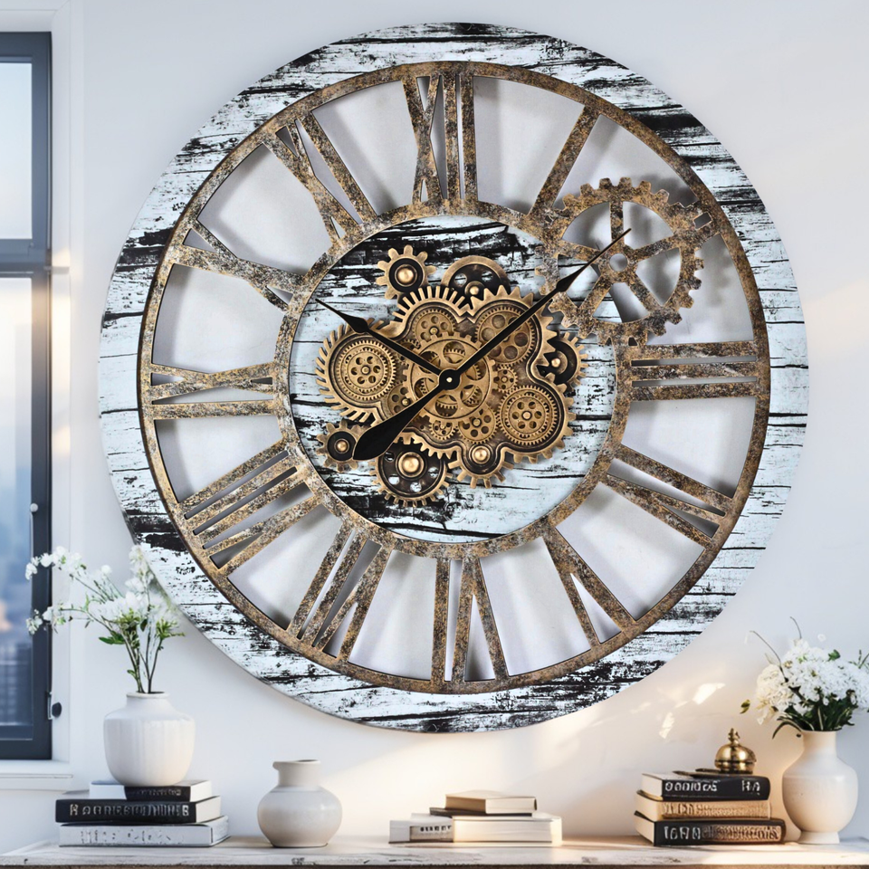 AMERICA LINE WALL CLOCK ROUND 36 INCH GREY & WHITE – The Gears Clock