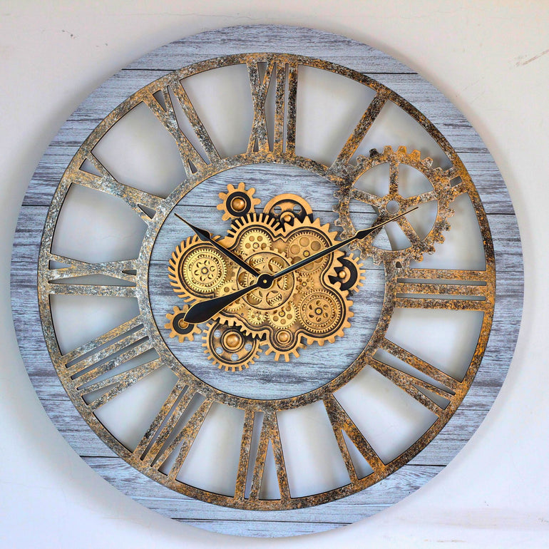 Wall Clock 36 inch Living Room, Large, Wooden, Vintage, Industrial ...