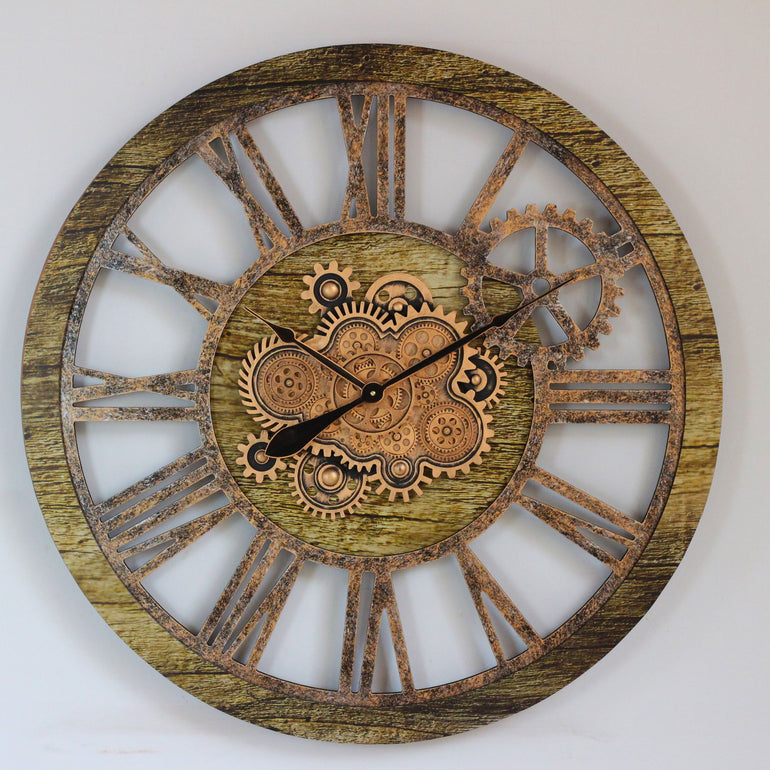 Wall Clock 36 inch Living Room, Large, Wooden, Vintage, Industrial ...
