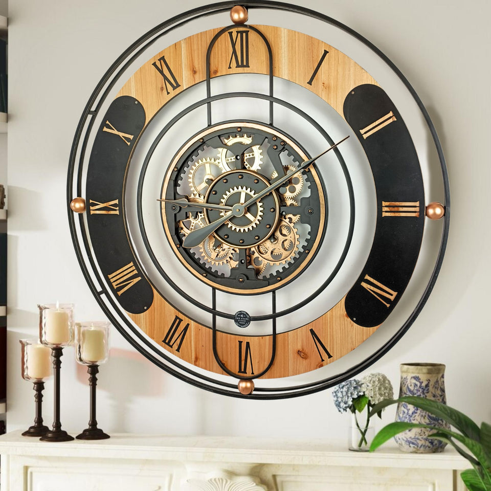 SWITZERLAND LINE WALL CLOCK ROUND 36 INCH BLACK – The Gears Clock