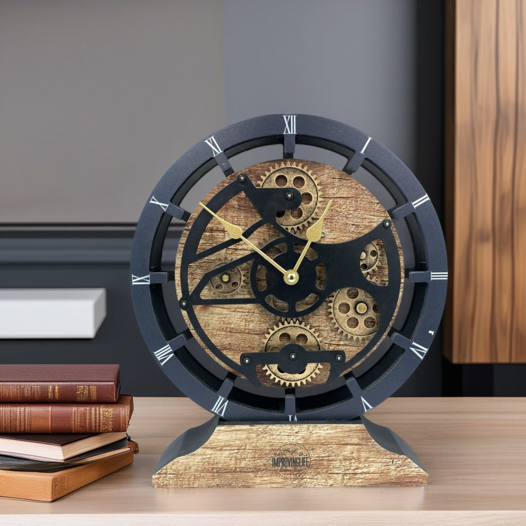 CANADA LINE DESK CLOCK ROUND (HYBRID WALL) 10 INCH VINTAGE BROWN – The ...