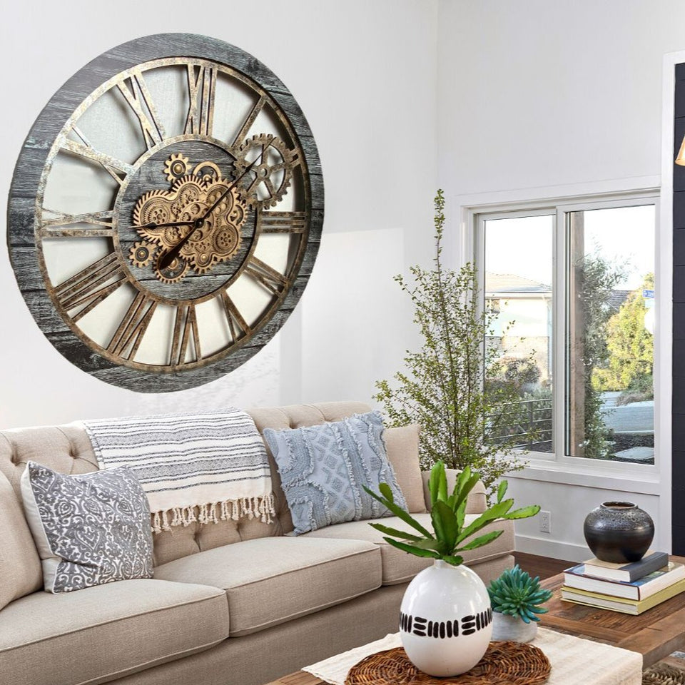 AMERICA LINE WALL CLOCK ROUND 36 INCH CARBON GREY – The Gears Clock