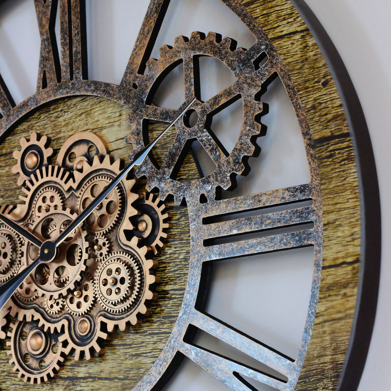 Wall Clock 36 inch Living Room, Large, Wooden, Vintage, Industrial ...