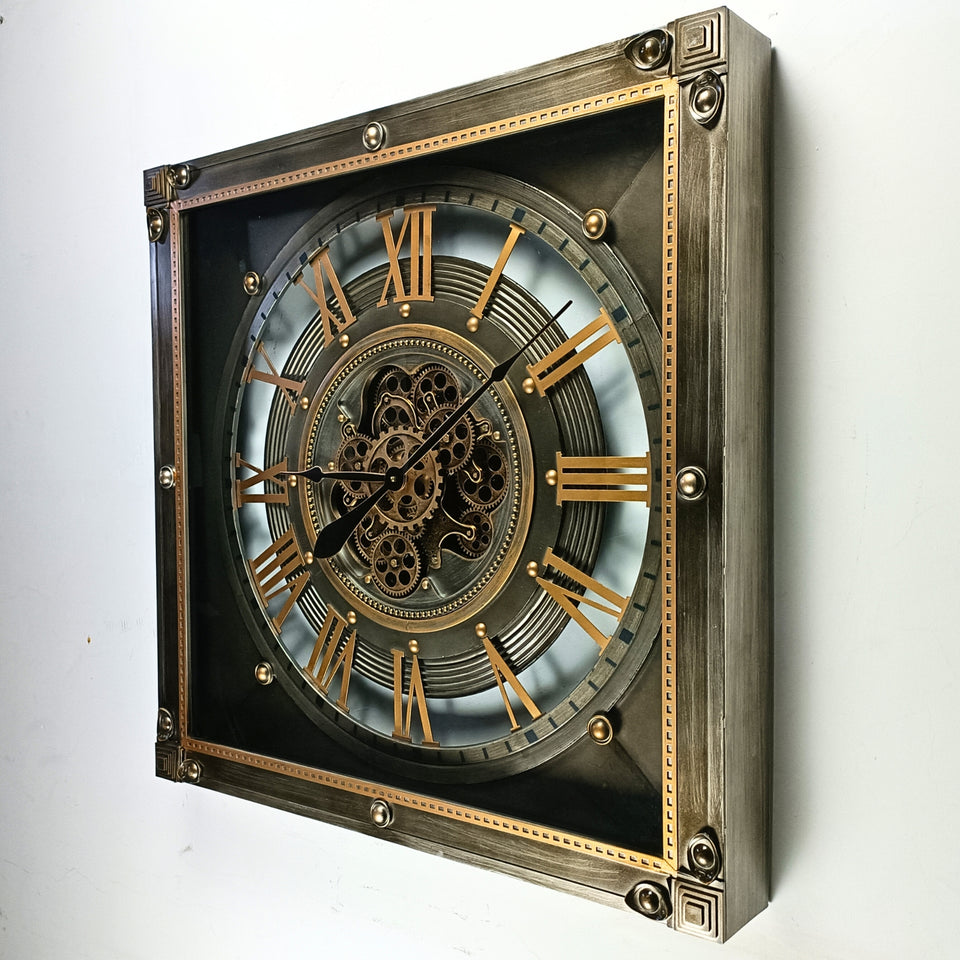 LUXEMBOURG LINE WALL CLOCK SQUARE 32 INCH "BIRKELT" BRONZE-ANTIQUE ...