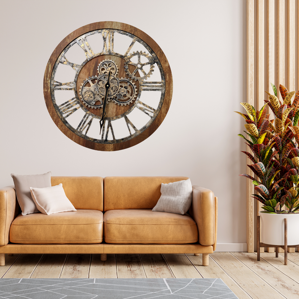 AMERICA LINE WALL CLOCK ROUND 24 INCH VINTAGE BROWN – The Gears Clock