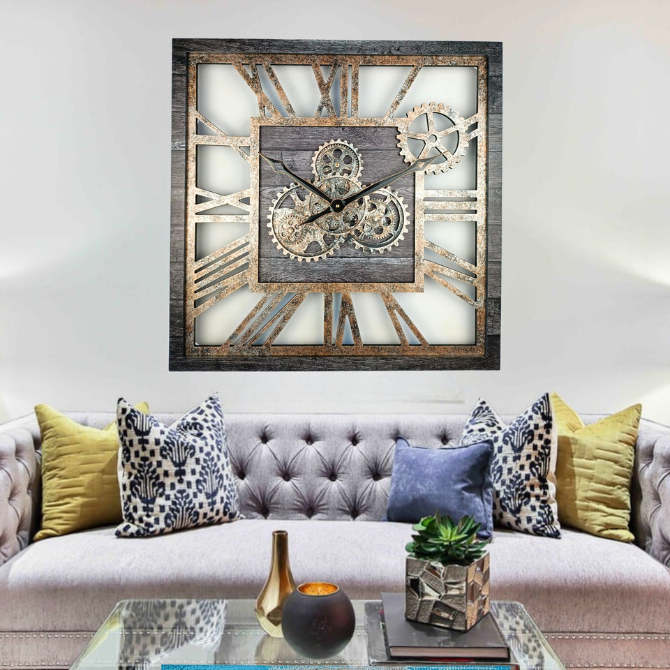 WALL CLOCK 24 INCH CARBON GREY Large Clock for Living Room Decor – The ...