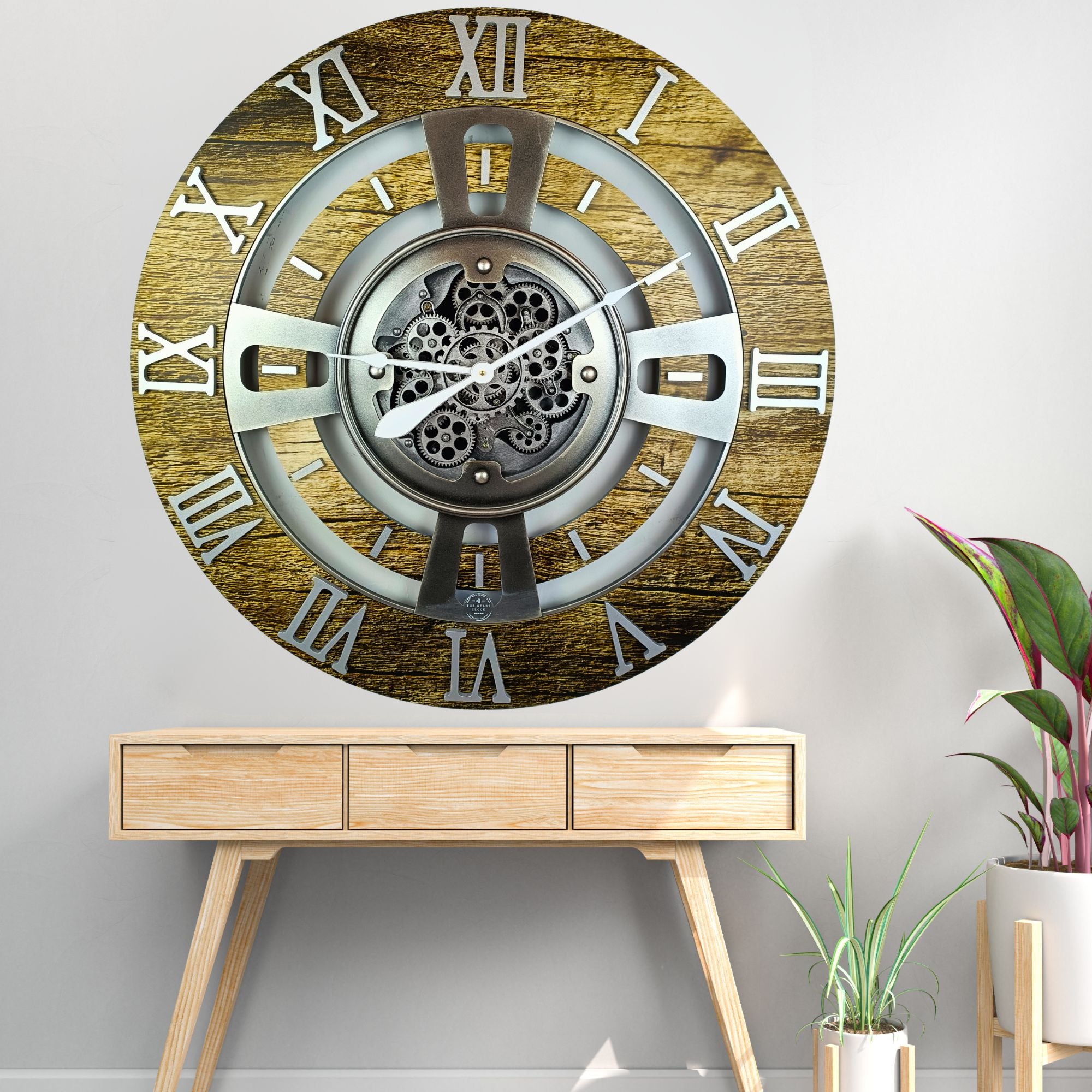 ENGLAND LINE WALL CLOCK ROUND 36 INCH GOLD ANTIQUE – The Gears Clock