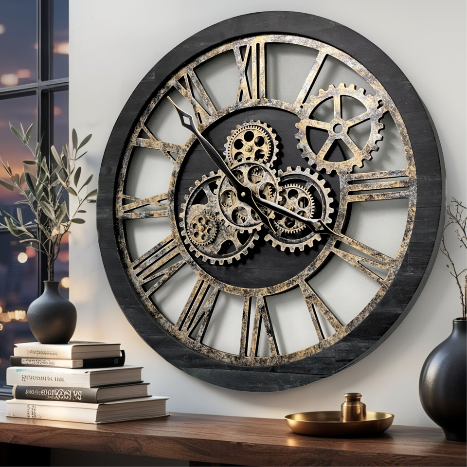 AMERICA LINE WALL CLOCK ROUND 24 INCH VINTAGE BLACK – The Gears Clock