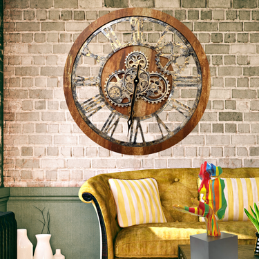 AMERICA LINE WALL CLOCK ROUND 24 INCH VINTAGE BROWN – The Gears Clock
