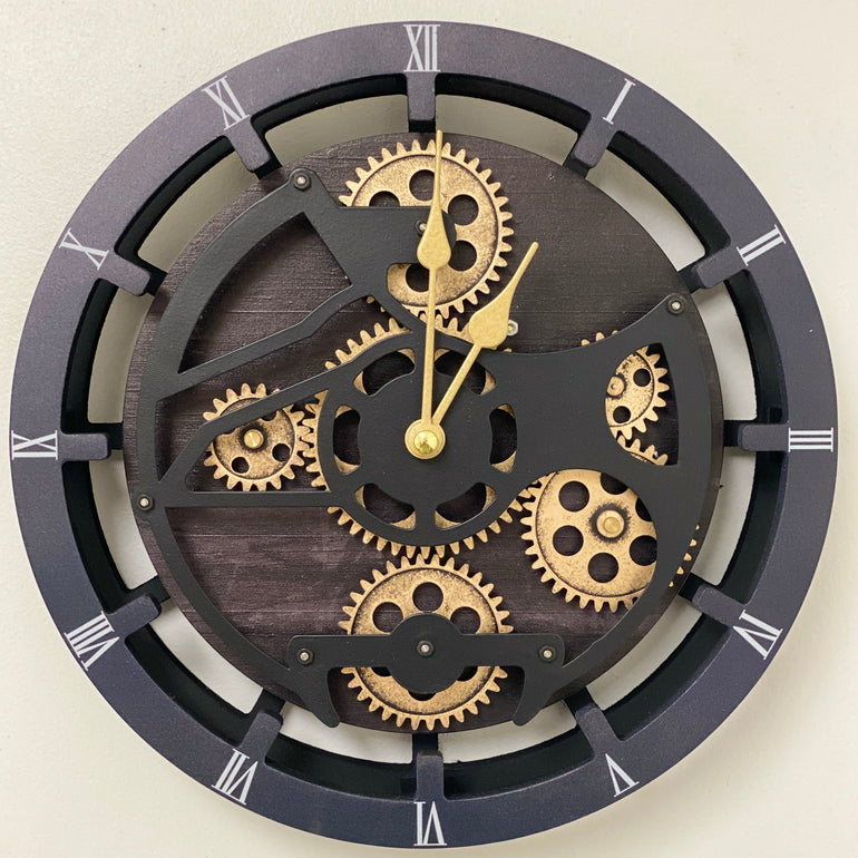 Wall Clock Large, Oversized, Industrial style w/moving gears n.1 USA ...