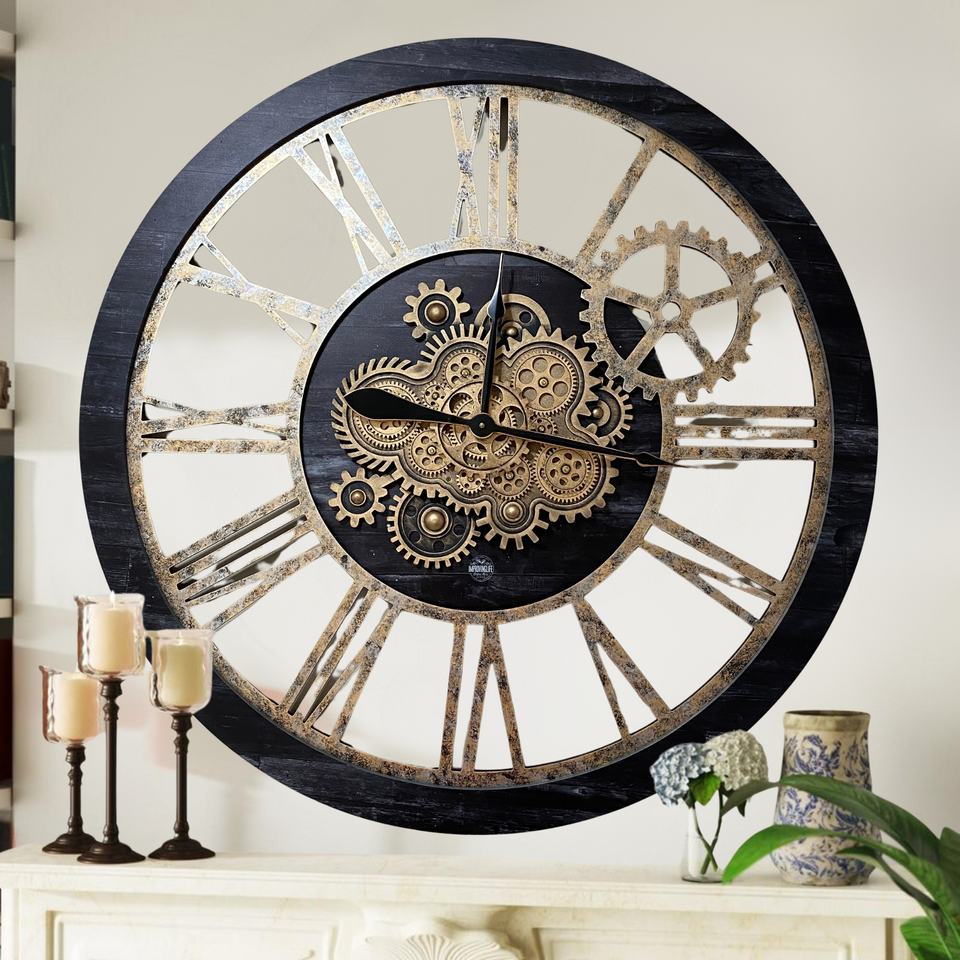 AMERICA LINE WALL CLOCK ROUND 36 INCH VINTAGE BLACK – The Gears Clock