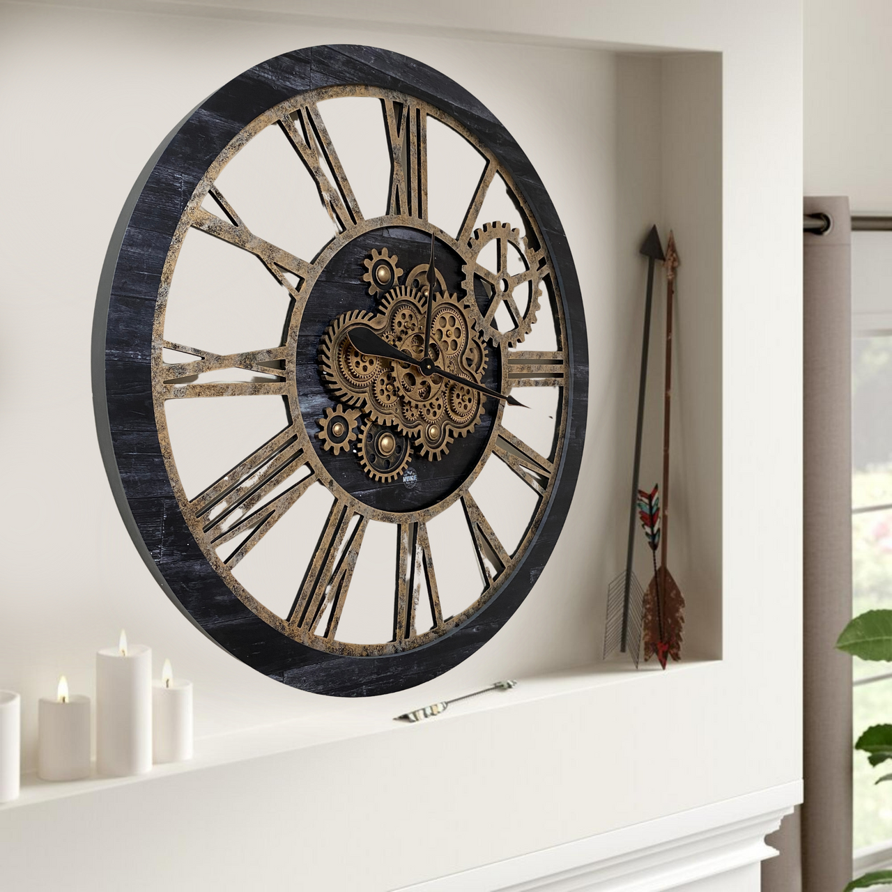 AMERICA LINE WALL CLOCK ROUND 36 INCH VINTAGE BLACK – The Gears Clock