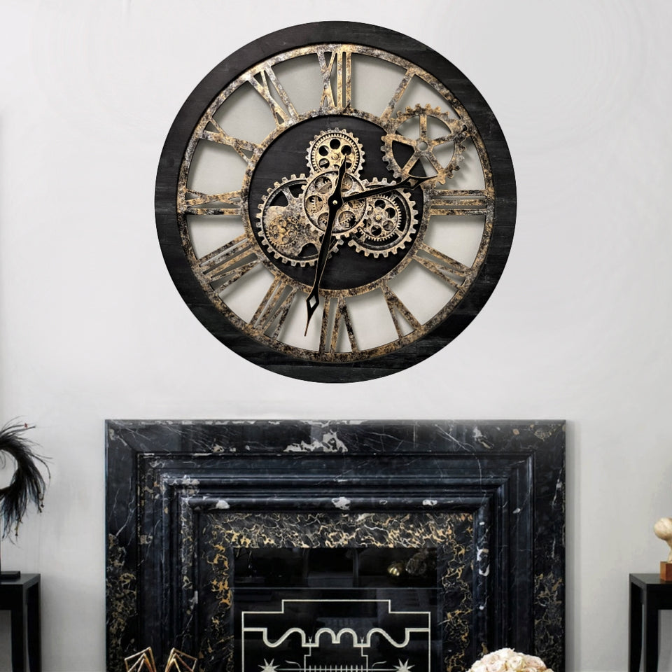 AMERICA LINE WALL CLOCK ROUND 24 INCH VINTAGE BLACK – The Gears Clock