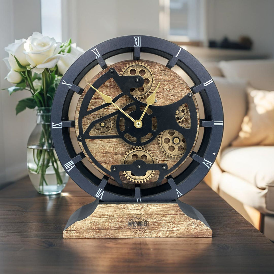CANADA LINE DESK CLOCK ROUND (HYBRID WALL) 10 INCH VINTAGE BROWN – The ...
