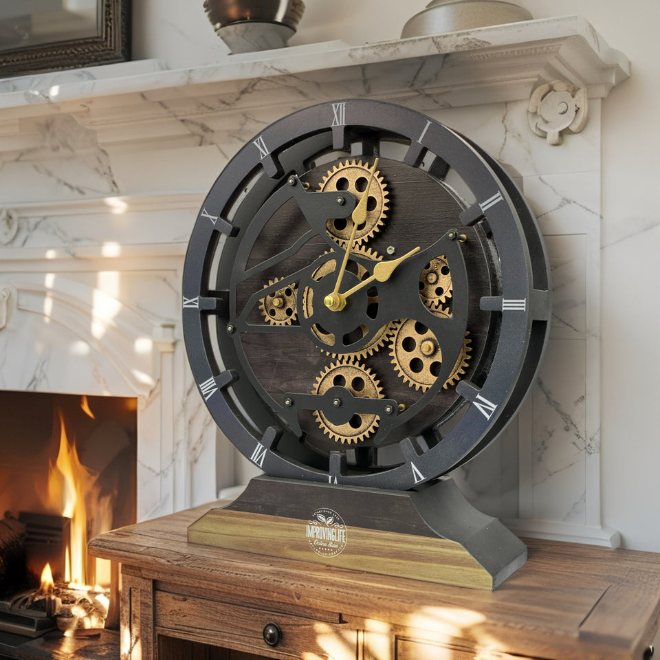 CANADA LINE DESK CLOCK ROUND (HYBRID WALL) 10 INCH VINTAGE BLACK – The ...