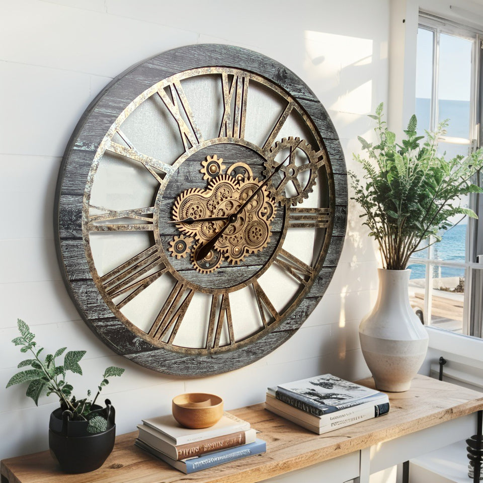 AMERICA LINE WALL CLOCK ROUND 36 INCH CARBON GREY – The Gears Clock