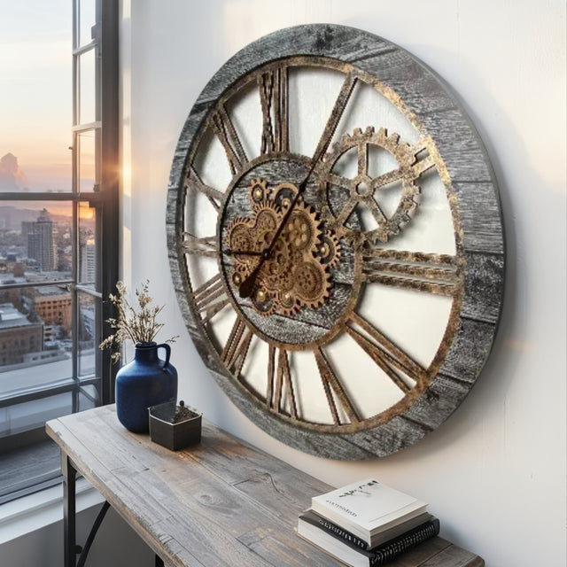 AMERICA LINE WALL CLOCK ROUND 36 INCH CARBON GREY – The Gears Clock