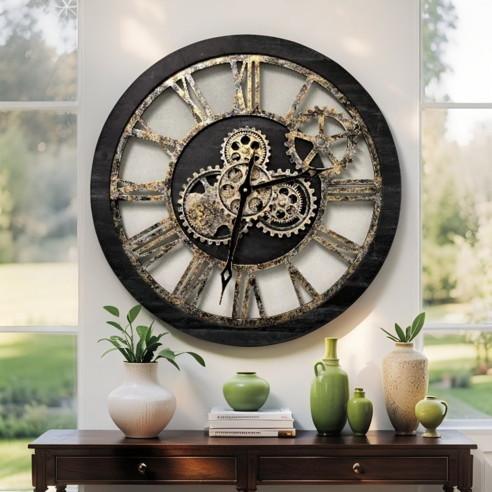 AMERICA LINE WALL CLOCK ROUND 24 INCH VINTAGE BLACK – The Gears Clock