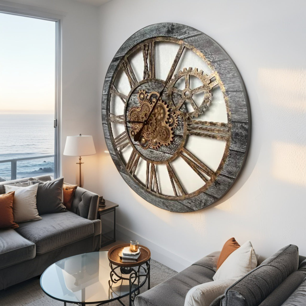AMERICA LINE WALL CLOCK ROUND 36 INCH CARBON GREY – The Gears Clock
