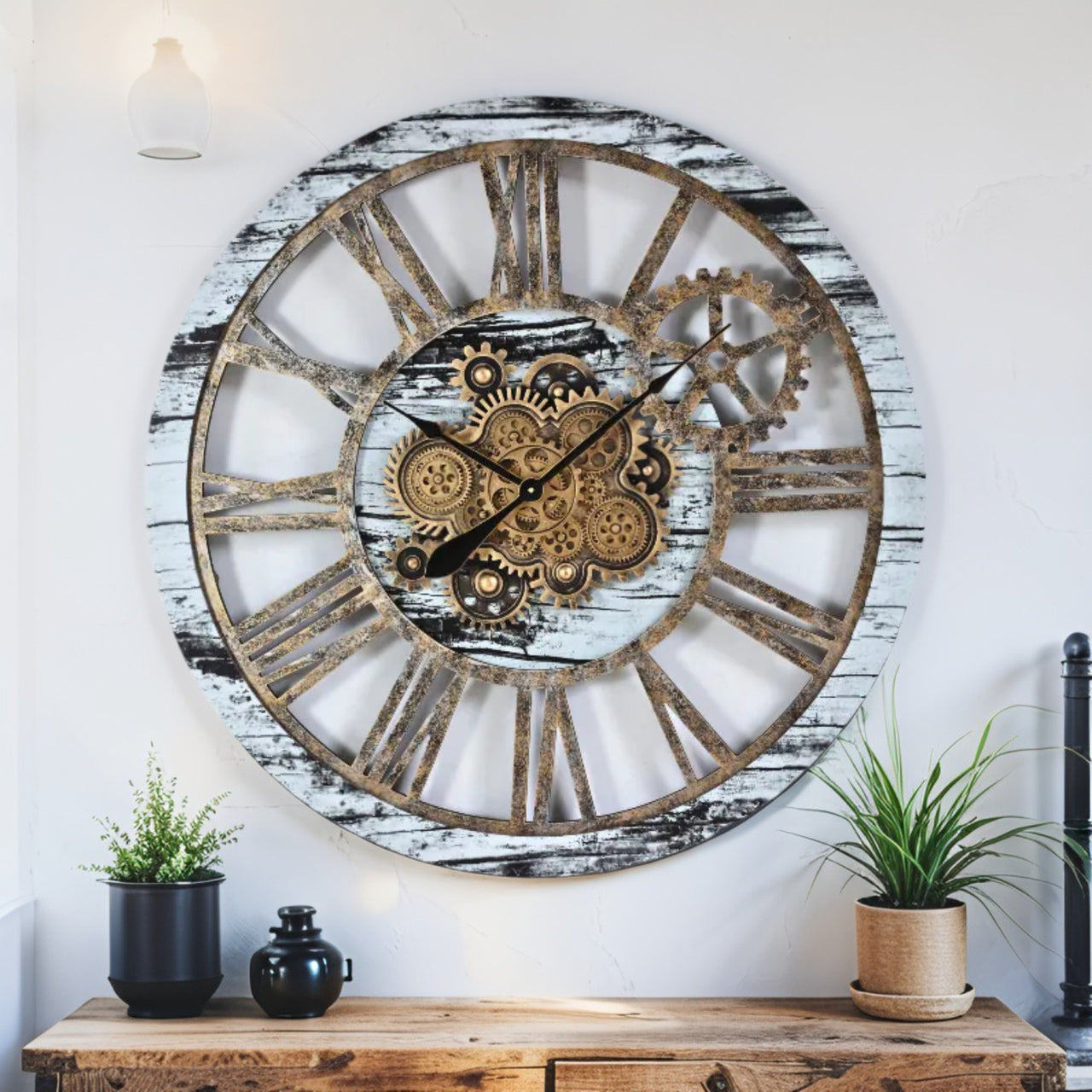 AMERICA LINE WALL CLOCK ROUND 36 INCH GREY & WHITE – The Gears Clock