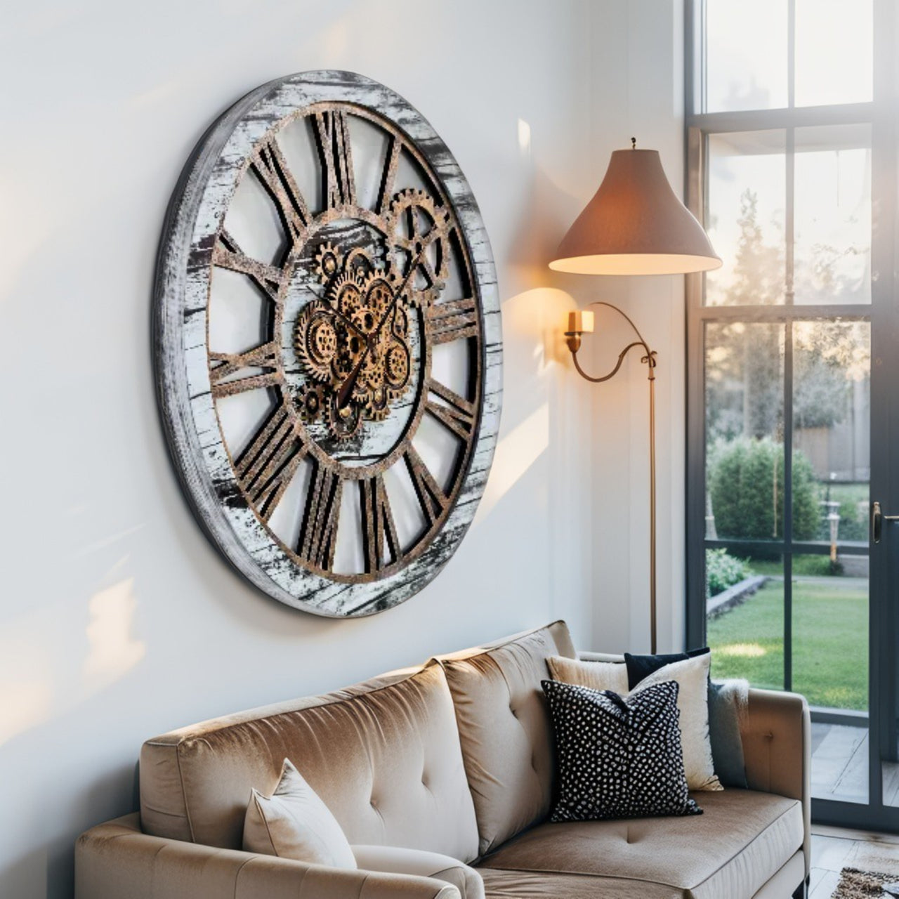 AMERICA LINE WALL CLOCK ROUND 36 INCH GREY & WHITE – The Gears Clock