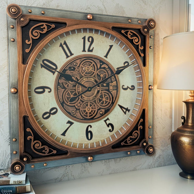 MONACO LINE WALL CLOCK SQUARE 32 INCH "MONTE CARLO" BRASS-IRON – The ...