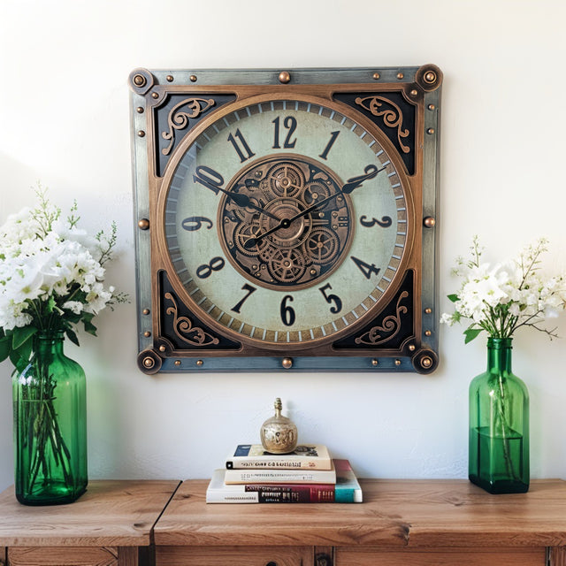 MONACO LINE WALL CLOCK SQUARE 32 INCH "MONTE CARLO" BRASS-IRON – The ...