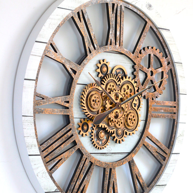 Wall Clock 36 inch Living Room, Large, Wooden, Vintage, Industrial ...