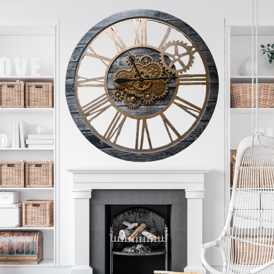 AMERICA LINE WALL CLOCK ROUND 36 INCH CARBON GREY – The Gears Clock