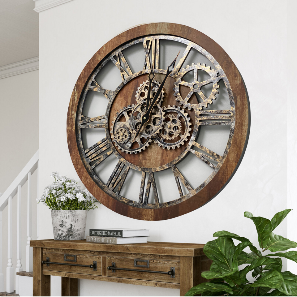 AMERICA LINE WALL CLOCK ROUND 24 INCH VINTAGE BROWN – The Gears Clock