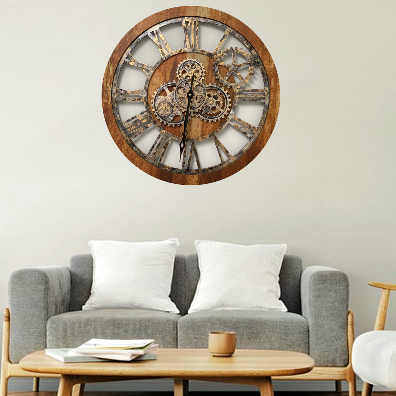 AMERICA LINE WALL CLOCK ROUND 24 INCH VINTAGE BROWN – The Gears Clock