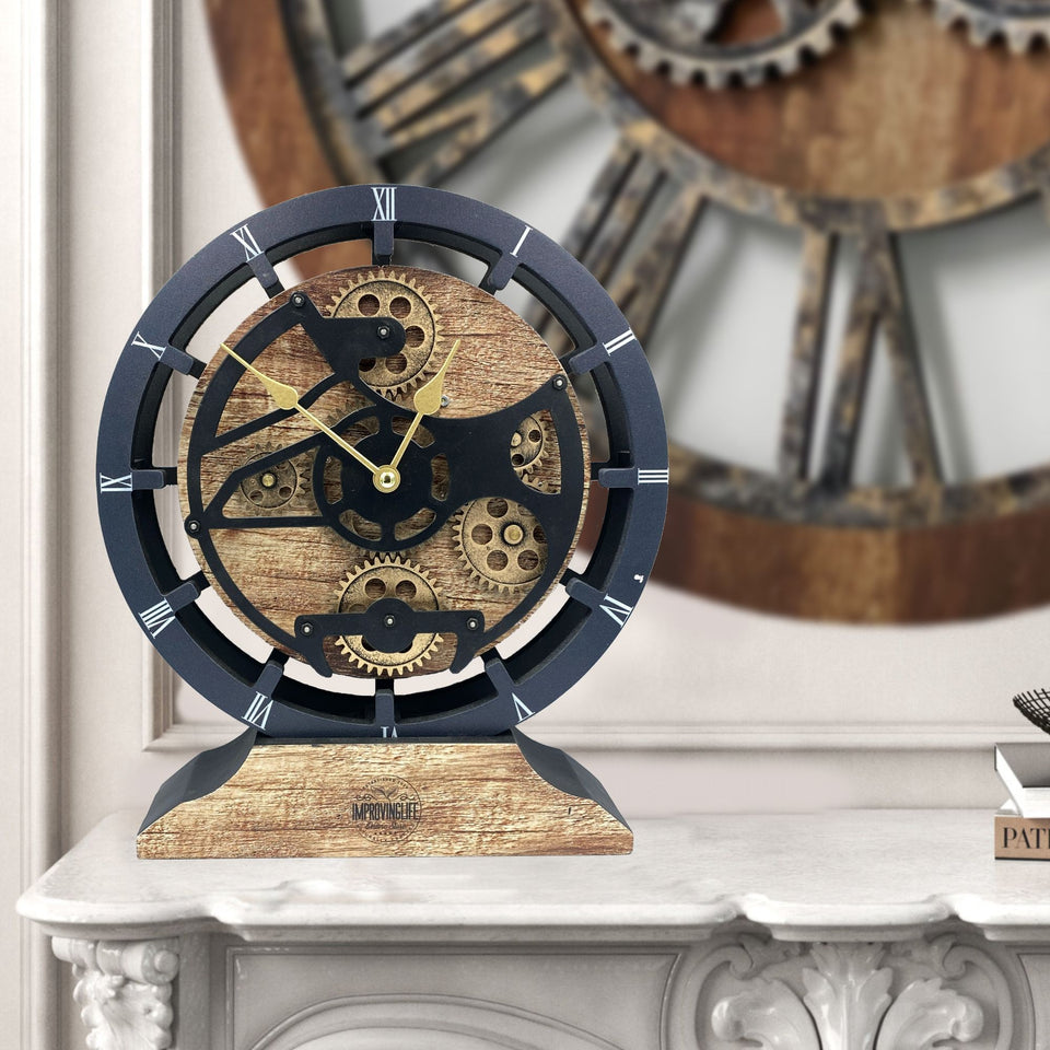 CANADA LINE DESK CLOCK ROUND (HYBRID WALL) 10 INCH VINTAGE BROWN – The ...