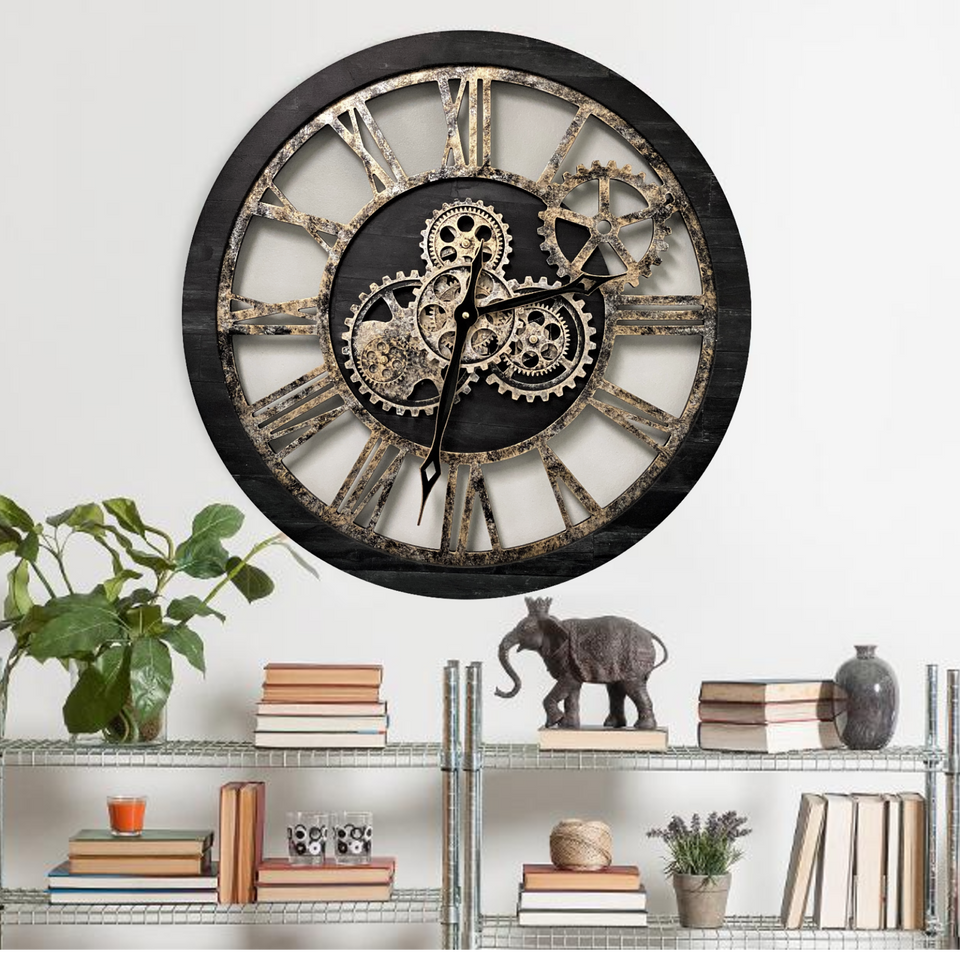 AMERICA LINE WALL CLOCK ROUND 24 INCH VINTAGE BLACK – The Gears Clock