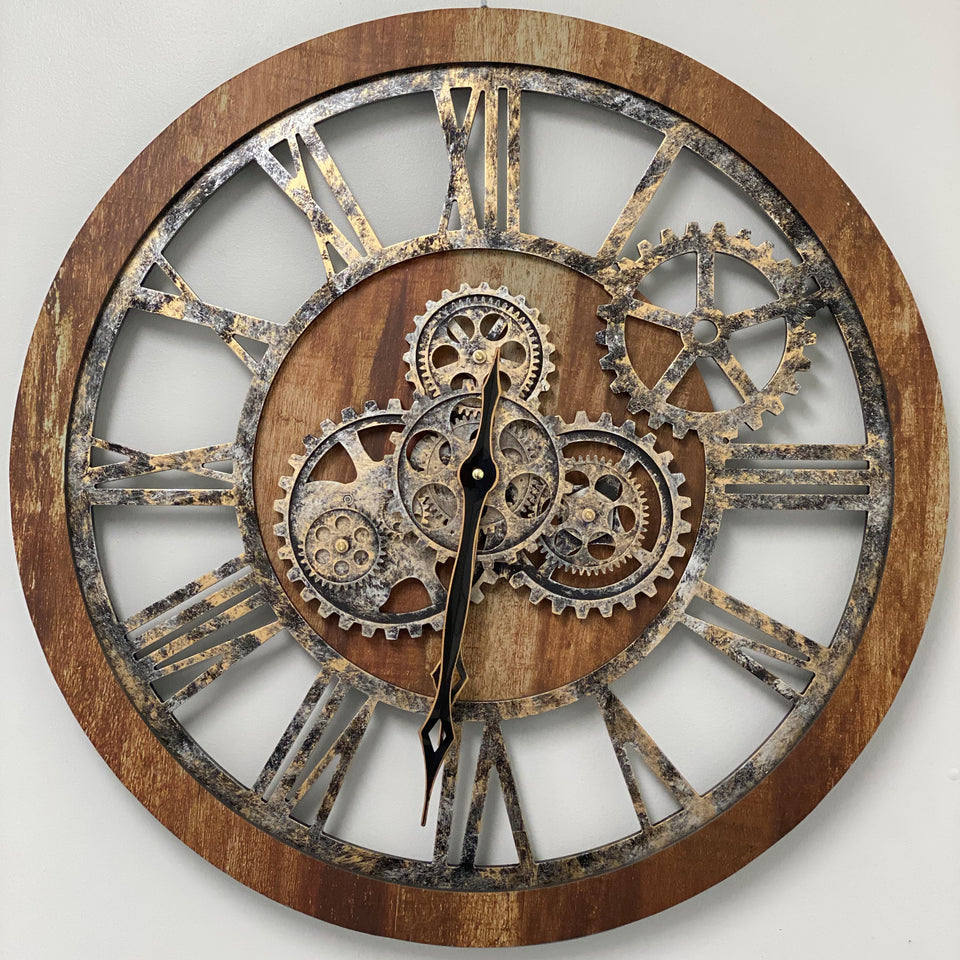 AMERICA LINE WALL CLOCK ROUND 24 INCH VINTAGE BROWN – The Gears Clock