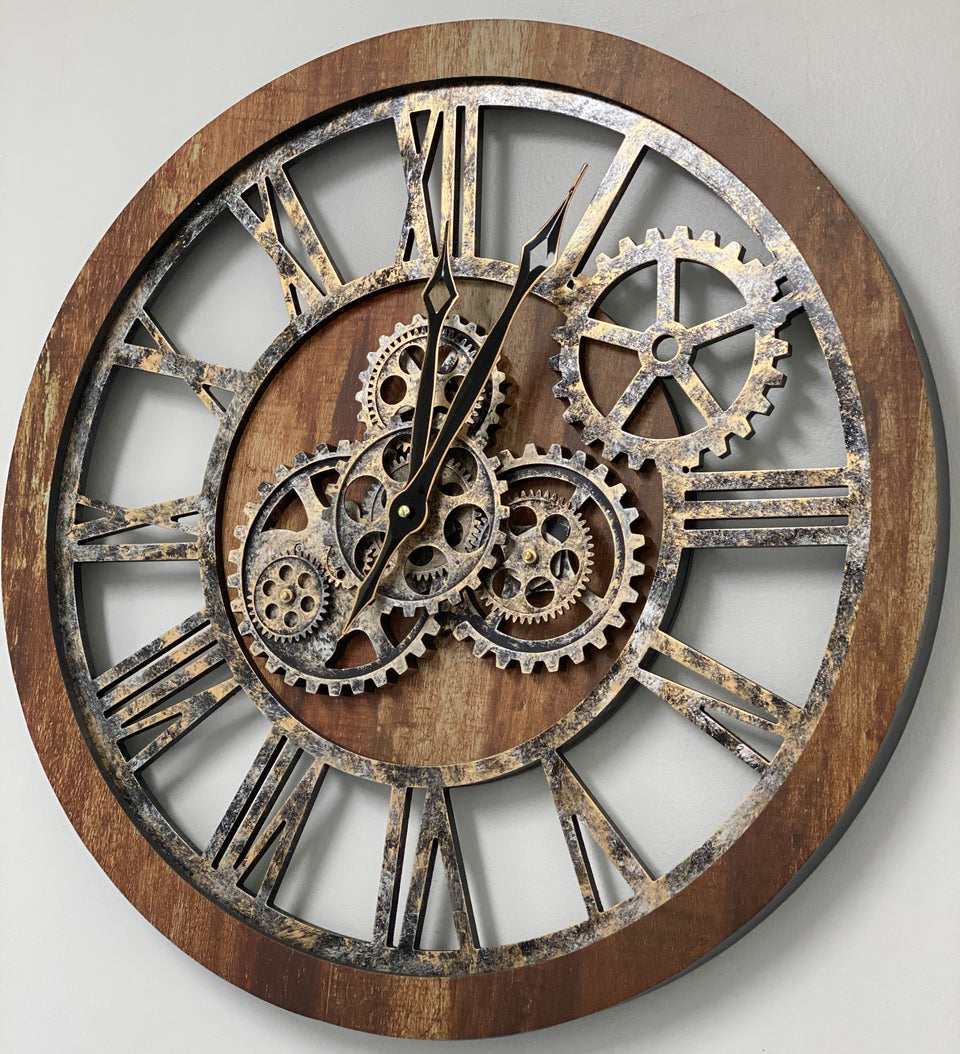 AMERICA LINE WALL CLOCK ROUND 24 INCH VINTAGE BROWN – The Gears Clock